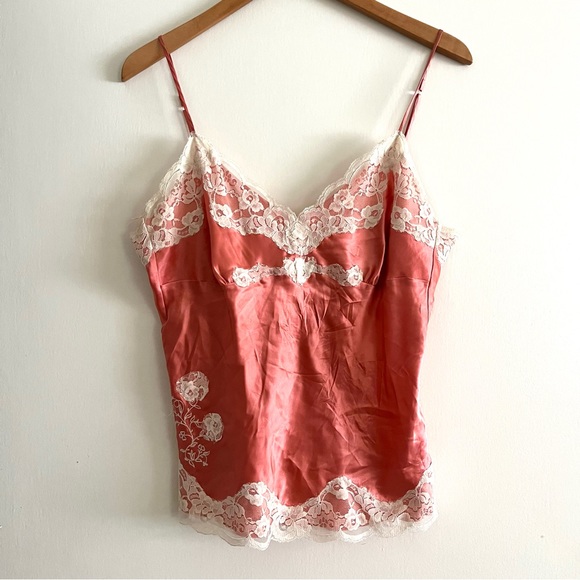 Carina | Tops | Vintage Silk Peach Embroidered Lace Cami | Poshmark